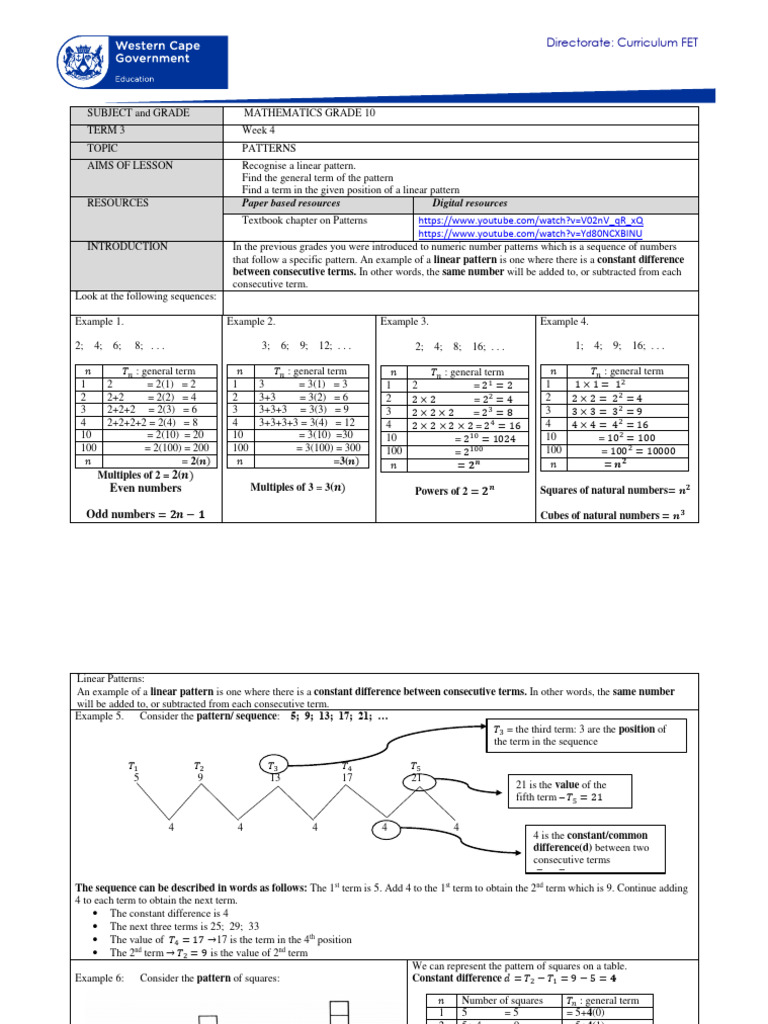 Mathematics Grade 10 Term 3 Week 4 - 2020 | PDF