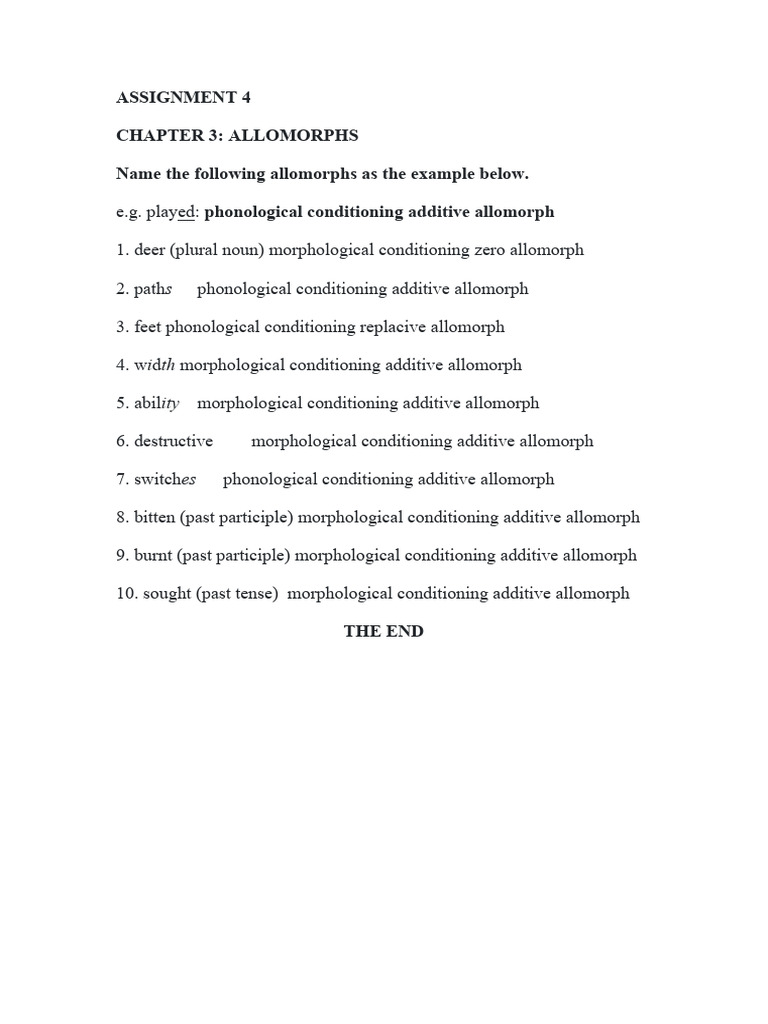 Assignment 4 - Allomorphs (1) | PDF