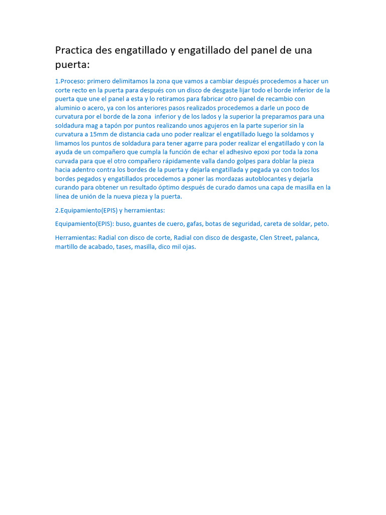 Practica des engatillado y engatillado del panel de una puerta ...