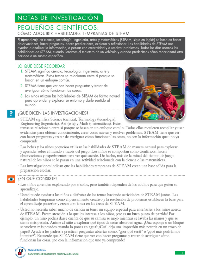 Habilidades STEAM para Niños Pequeños | PDF | Aprendizaje | Science