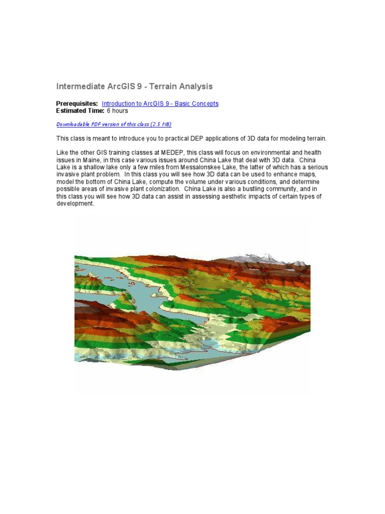 GIS Terrain Analysis for China Lake | PDF | Topography | Arc Gis