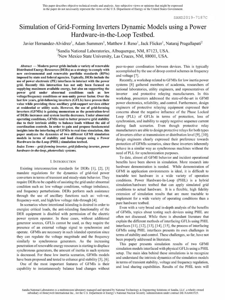 1 C2019 - Simulation of Grid-Forming Inverters Dynamic Models - Sandia ... 1 C2019 - Simulation of Grid-Forming Inverters Dynamic Models - Sandia ...