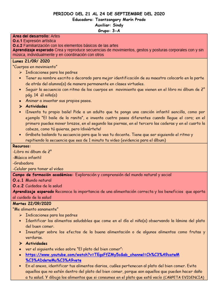 Plan Semana Tzan | PDF | Bailes