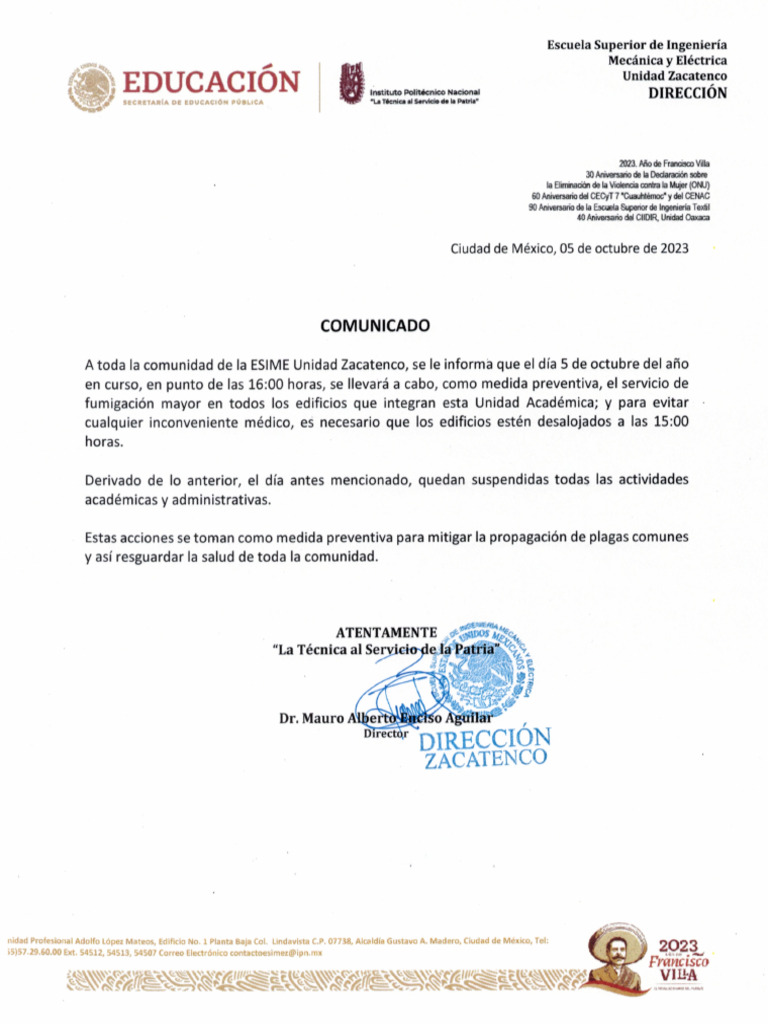 Comunicado Fumigacion Pdf
