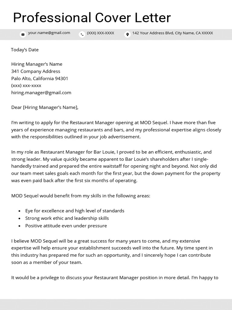 Professional Cover Letter | PDF