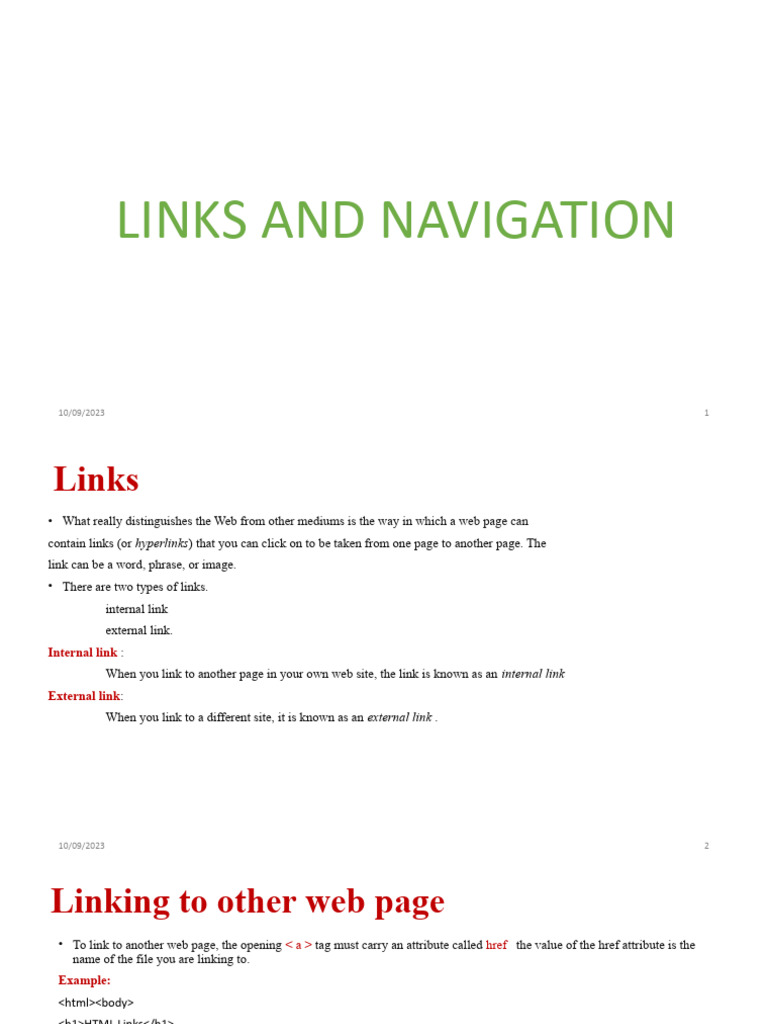 Links and Navigation | PDF | Hyperlink | Html Element