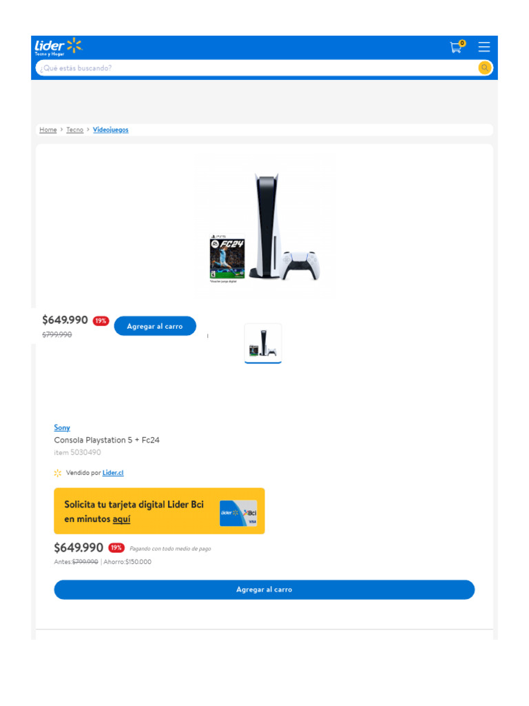 Consola Playstation 5 + Fc24 Sony - Lider - CL | PDF