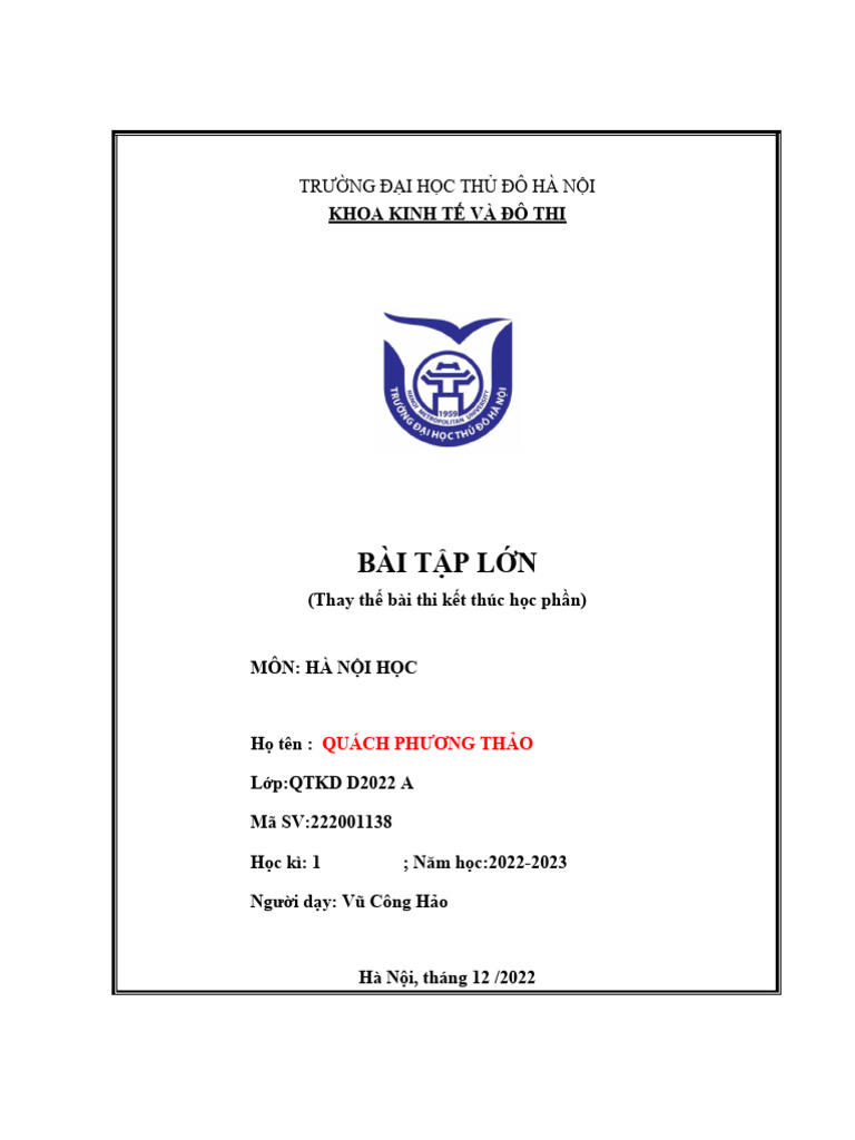 BTAP LỚN HNOI HỌC 1.1.23 | PDF