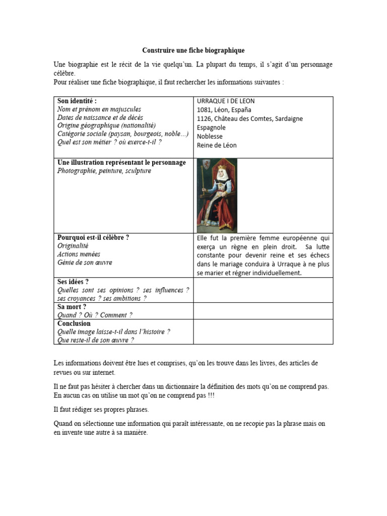 Fiche Biographique | PDF | Fiction générale