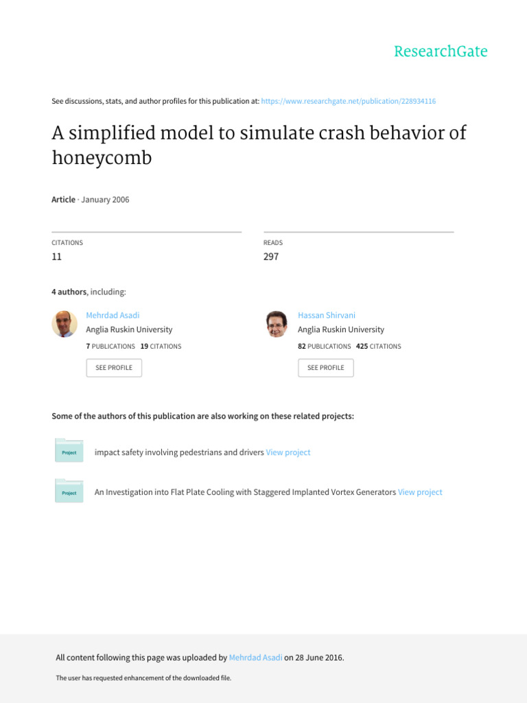 A Simplified Model To Simulate Crash Behavior of Honeycomb | PDF | Stress (Mechanics) | Strength ...