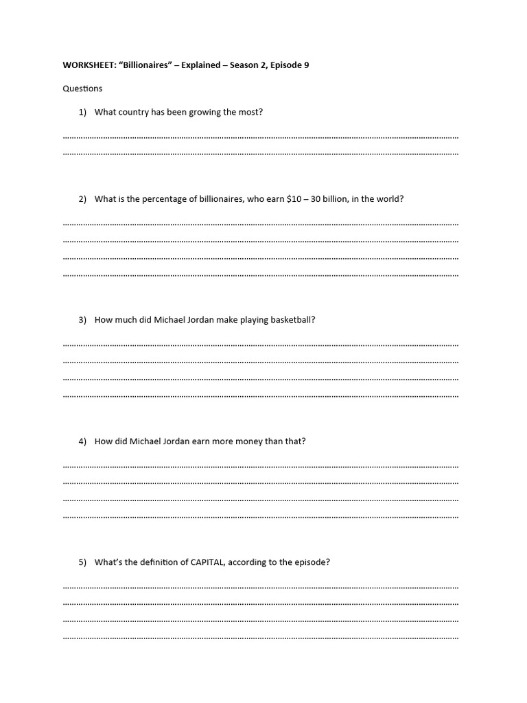 Worksheet Explained Billionaires Pdf