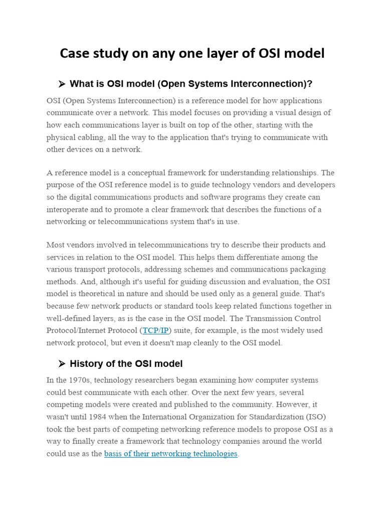 Case study on any one layer of OSI model | PDF | Osi Model | Internet ...