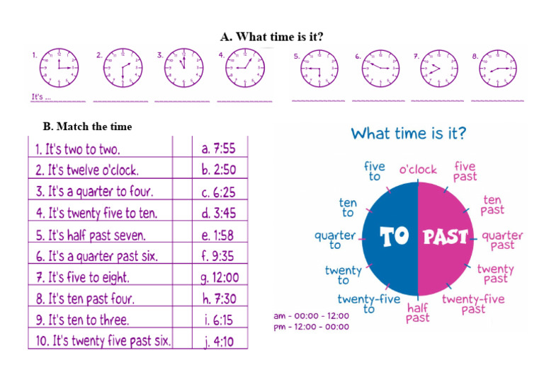 What Time Is It - 6. Sınıf Çalışma Kağıdı | PDF