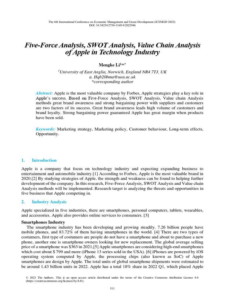 Five-Force Analysis SWOT Analysis Value Chain Anal | PDF | Business