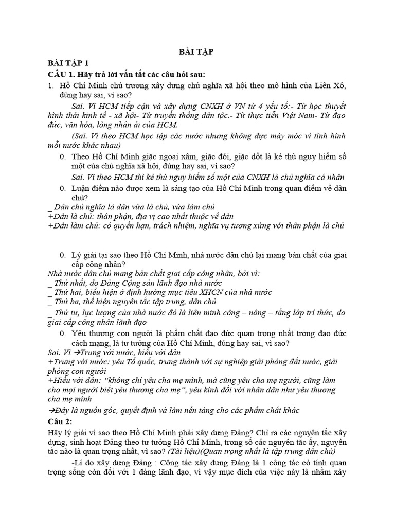 Bài tập môn TT HCM | PDF