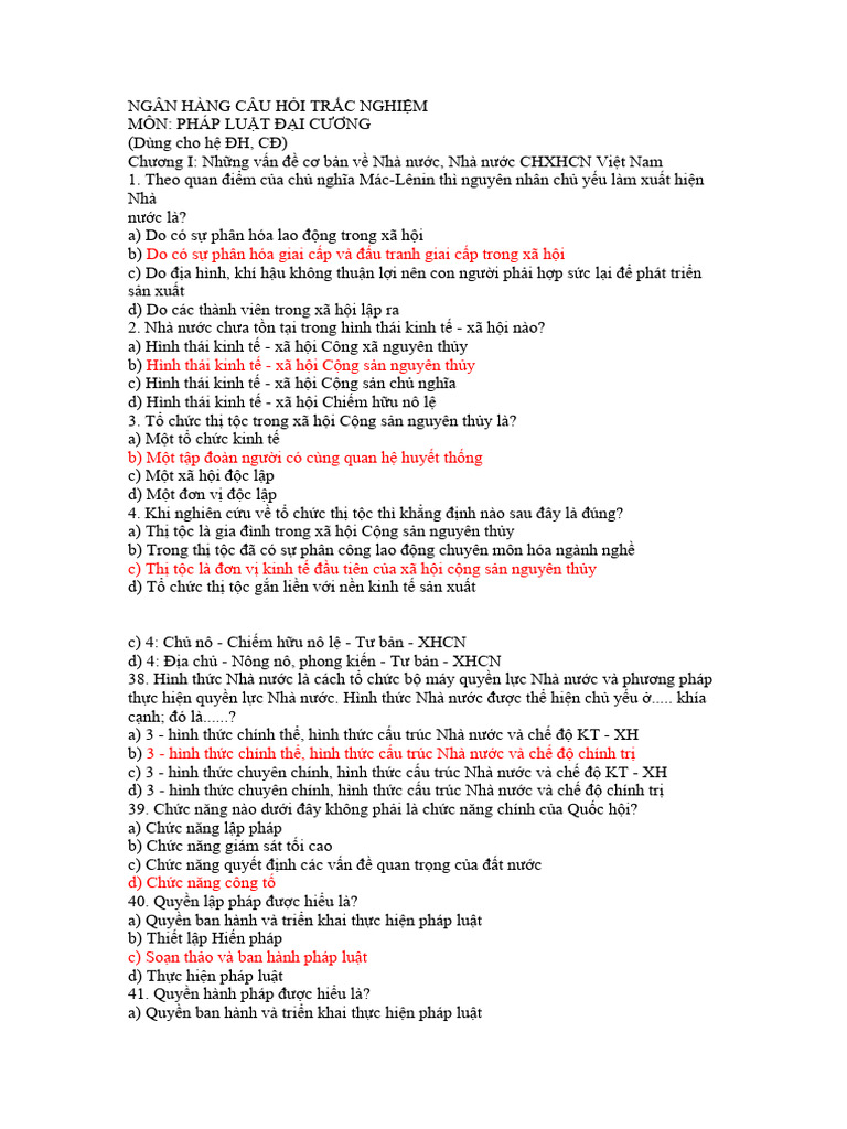 Caâu Hoi Trac Nghiem PLDC | PDF