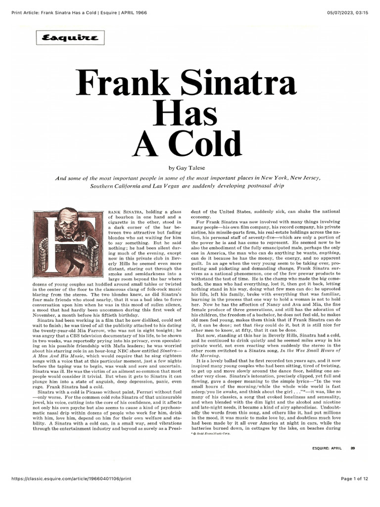 Frank Sinatra Has A Cold (Article) | PDF