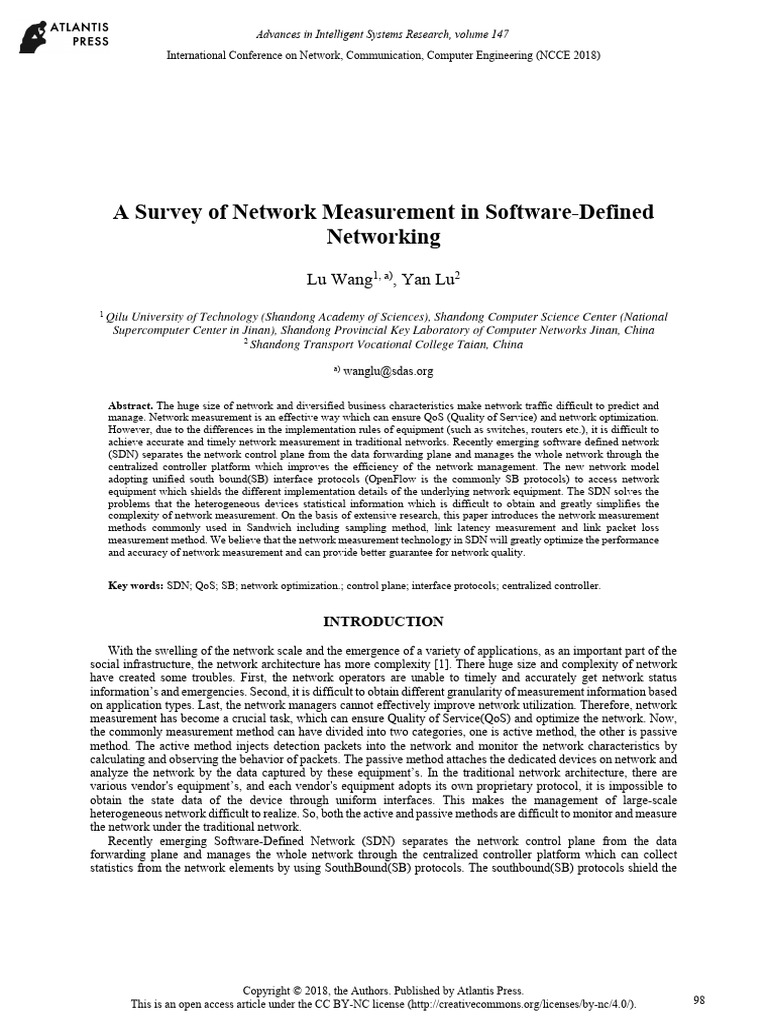 A Survey Of Network Measurement In Sdn Pdf 