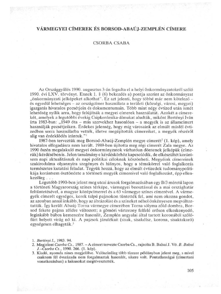 Vármegyei Címerek És Borsod-Abaúj-Zemplén Címere | PDF