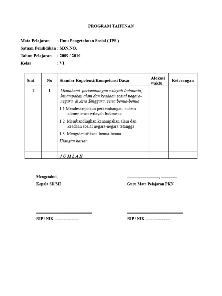 Prota Ips 6 | PDF | Karier & Perkembangan