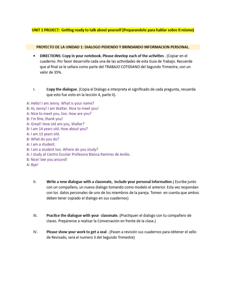 Diálogo sobre información personal | PDF