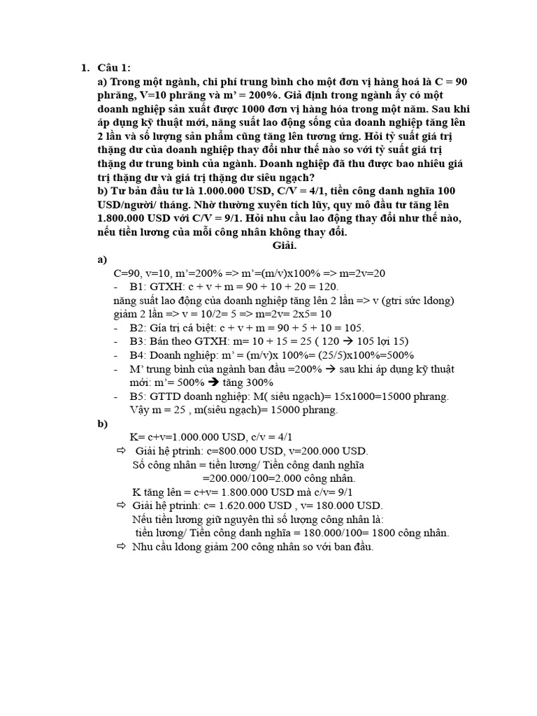 Bài tập toán KTCT | PDF