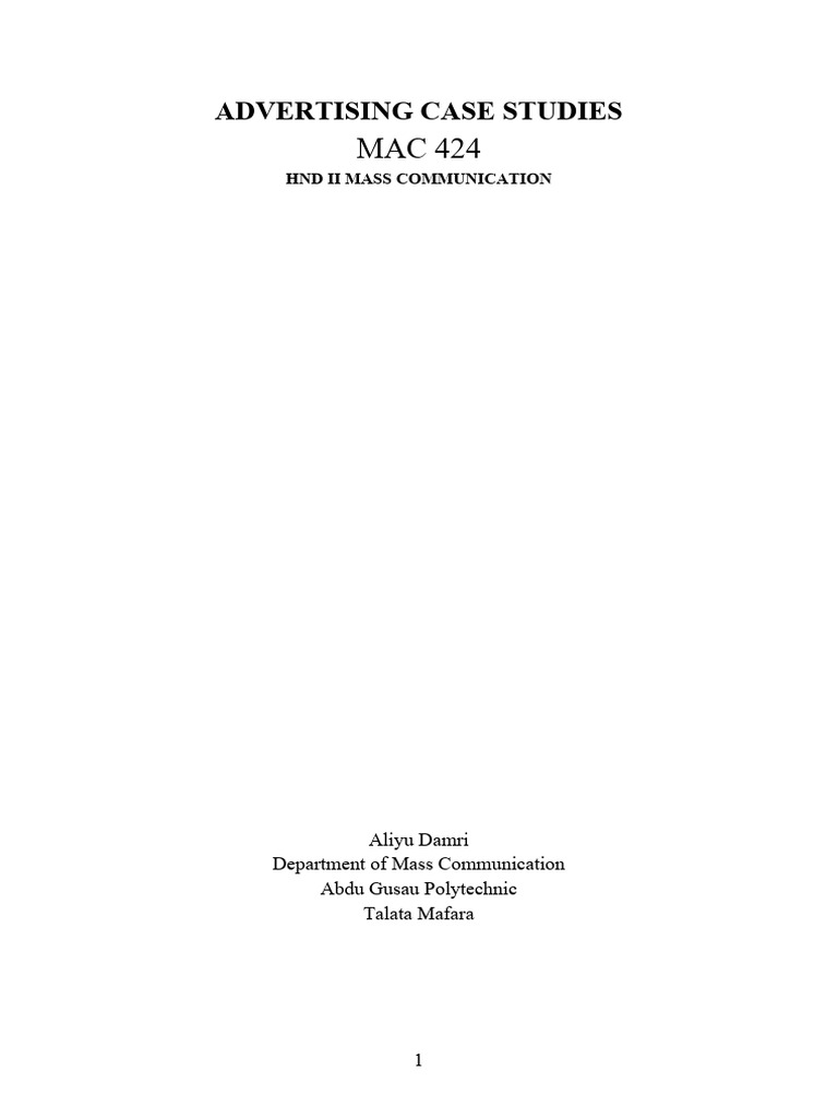 Case Study HND II | PDF | Advertising | Brand