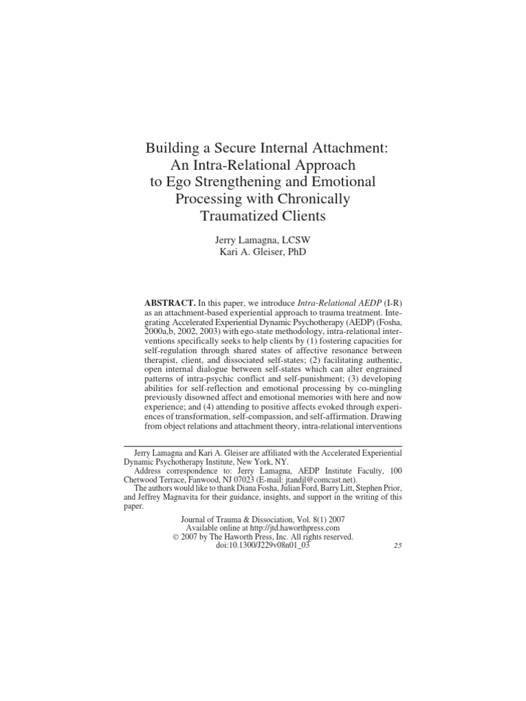 Building A Secure Internal Attachment - An Intra-Relational Approach To ...