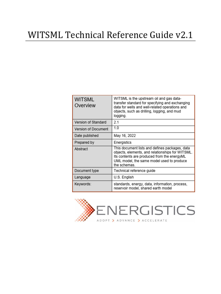 WITSML Technical Reference Guide v2.1 v1.0 | PDF