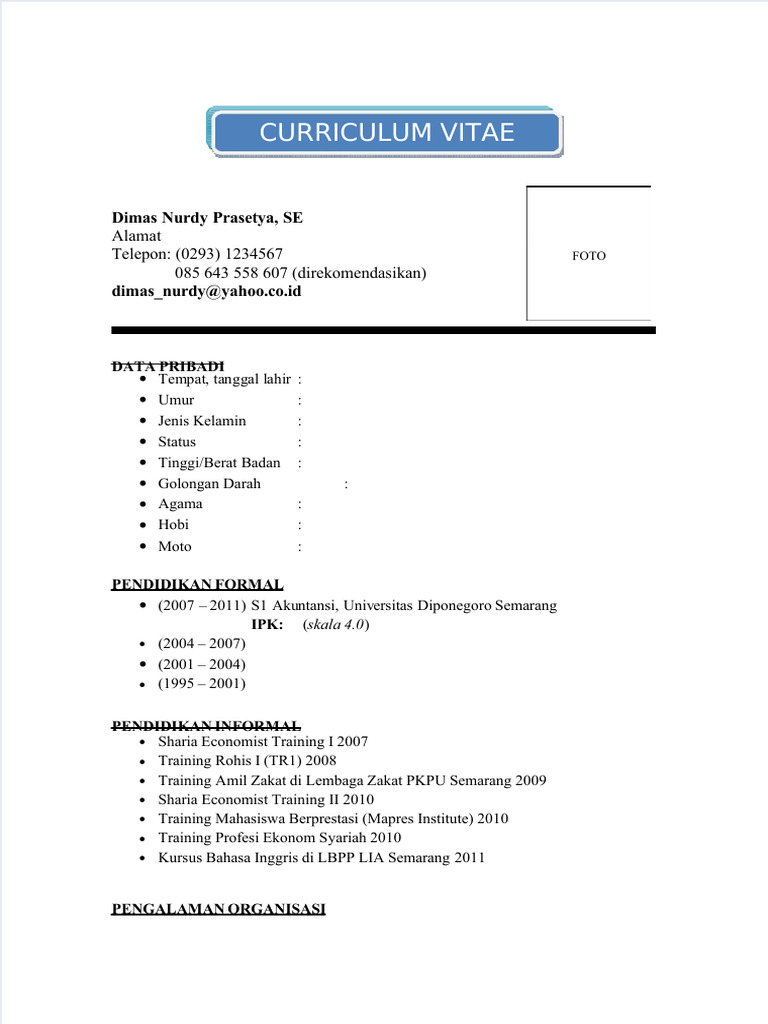 Dokumen - Tips - Form Kosong CV | PDF