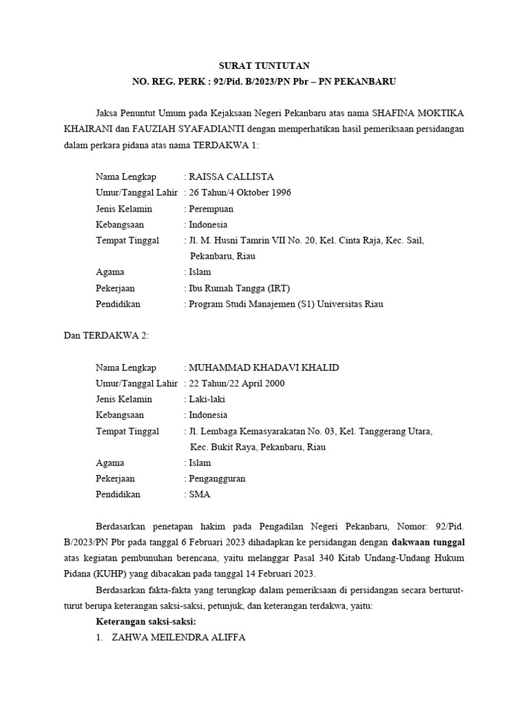 Surat Tuntutan JPU | PDF | Ilmu Sosial | Hukum