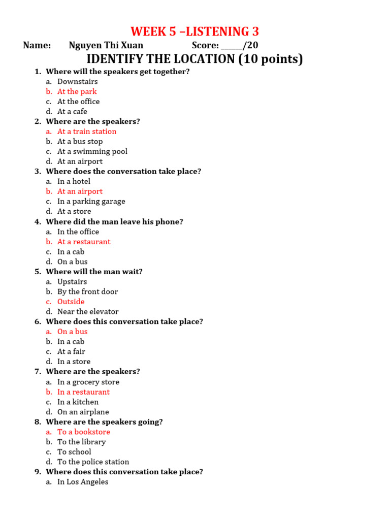 Listening 3 - Location+Stress and Tone | PDF