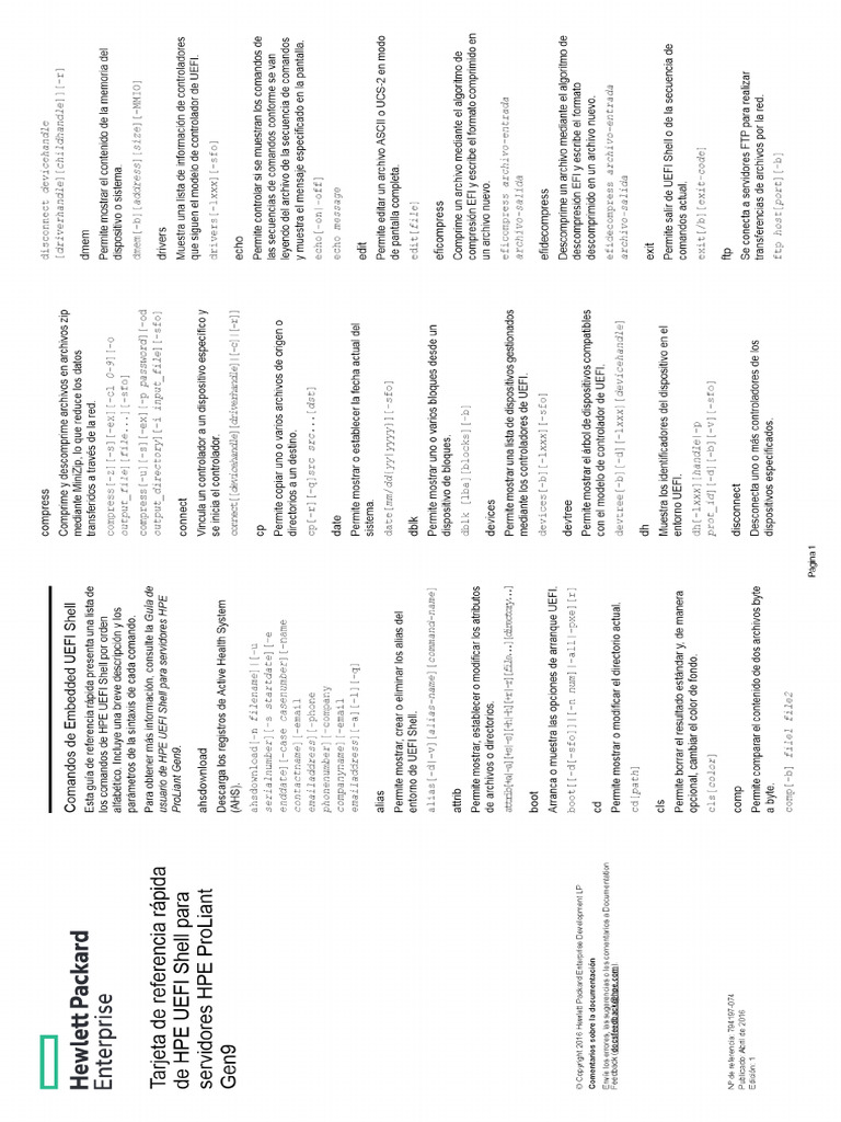 Document - Tarjeta de Referencia Rápida de HPE UEFI Shell Para ...