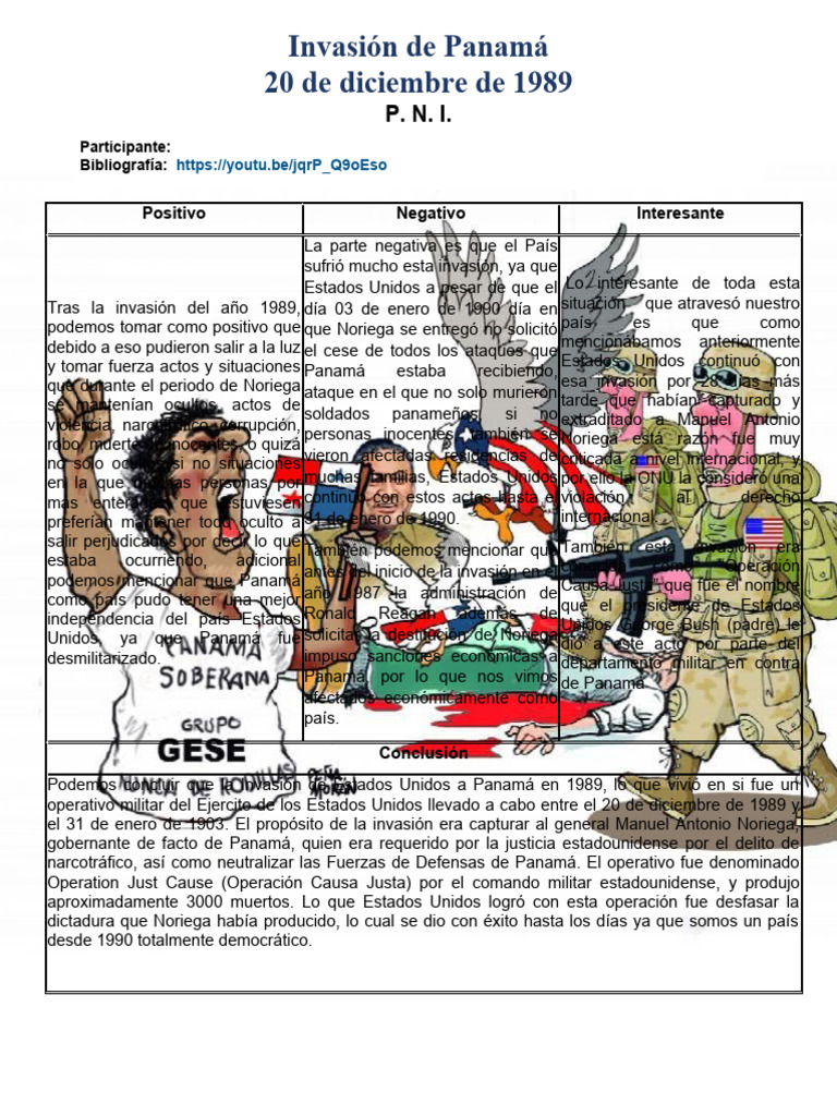 Invasión de Panamá: 20 de diciembre 1989 | PDF | Panamá | Relaciones ...