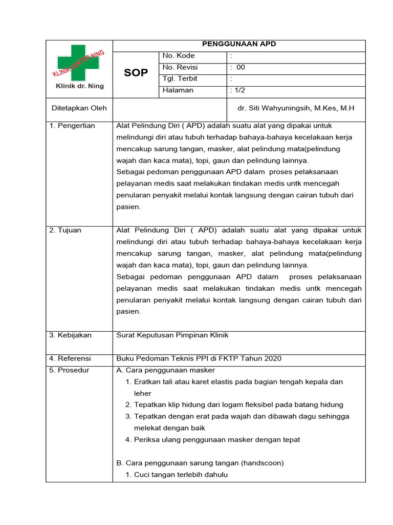 2.3 EP 1 SOP Penggunaan APD | PDF
