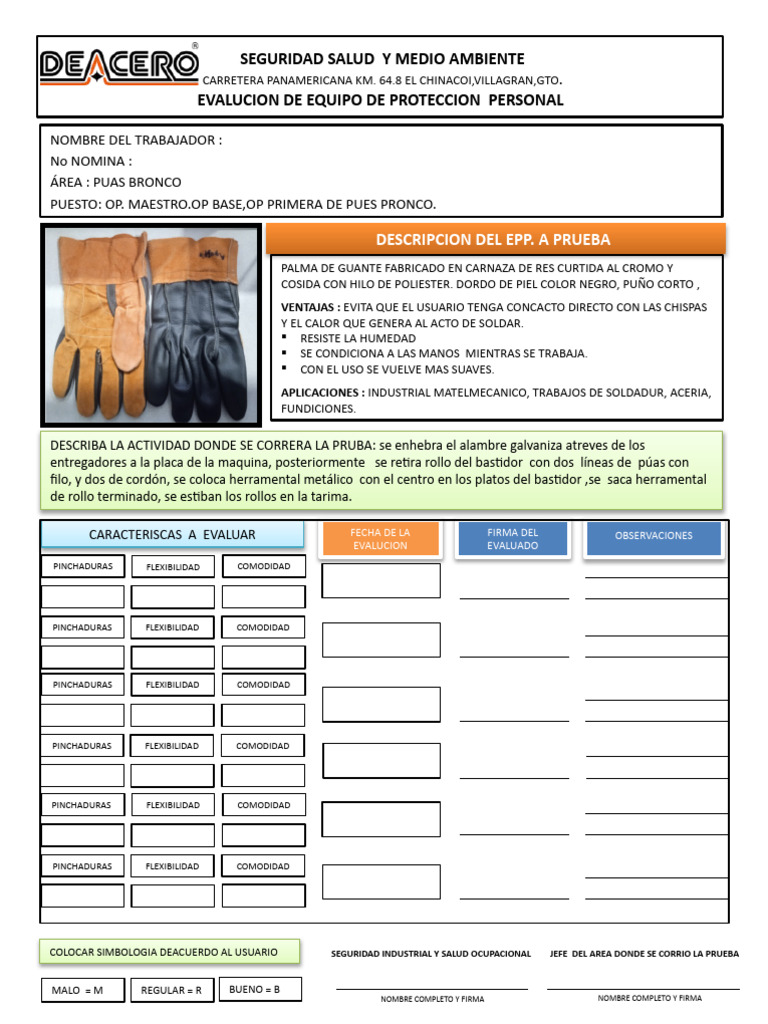 Formato de Evaluacion de Epp | PDF