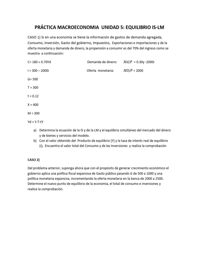 Práctica Macroeconomia Unidad 5 Y 6 Pdf