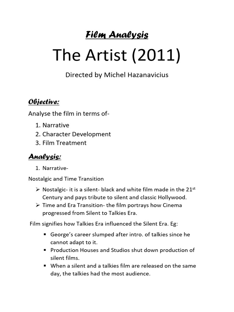 The Artist Analysis Pdf Art General Fiction