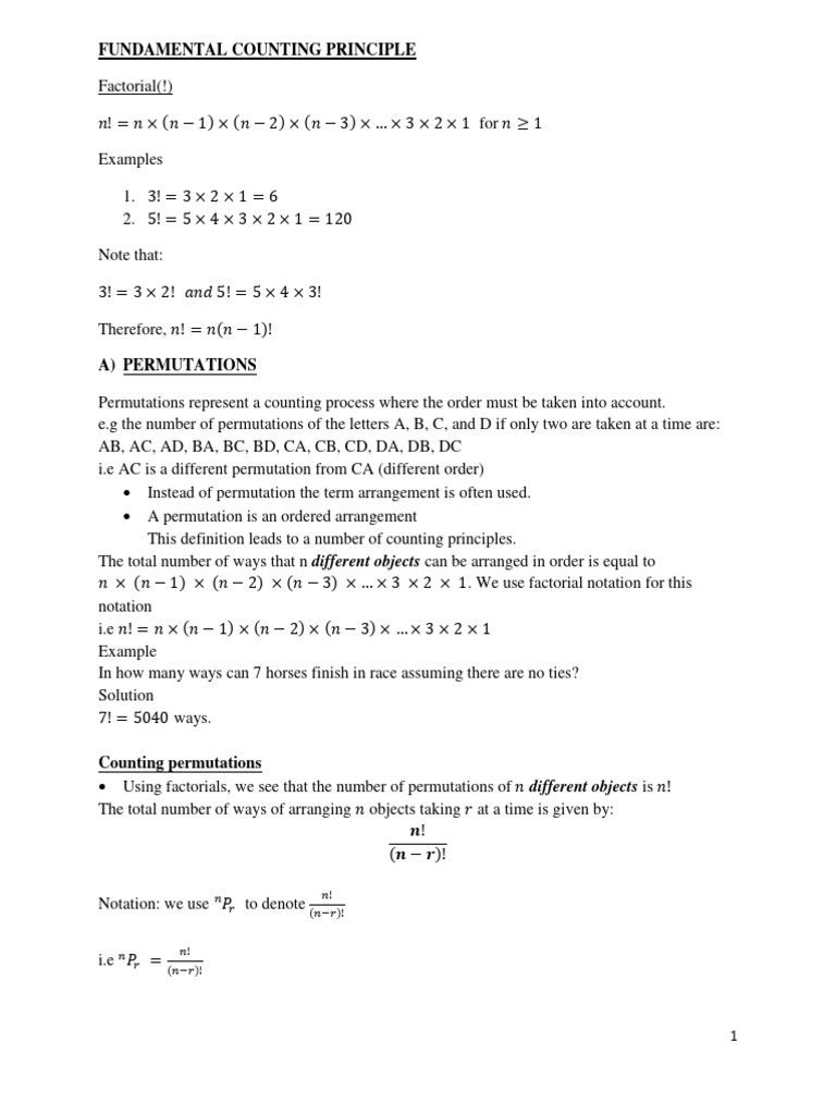 Counting Principle | PDF | Permutation | Numbers