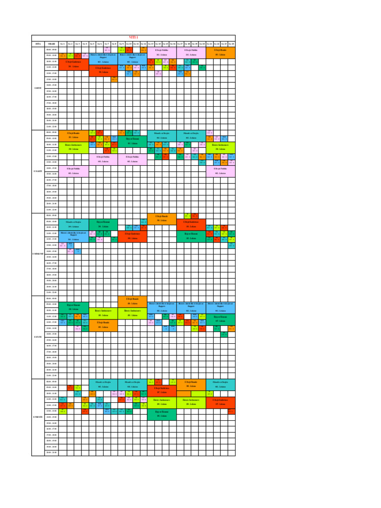 Orari FDUT Semestri I Viti Akademik 2023 2024 Viti 1 Date 06.10.2023 | PDF