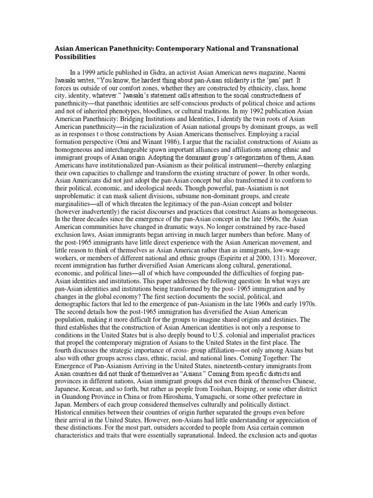Transforming Asian American Panethnicity | PDF | Immigration | Ethnic ...