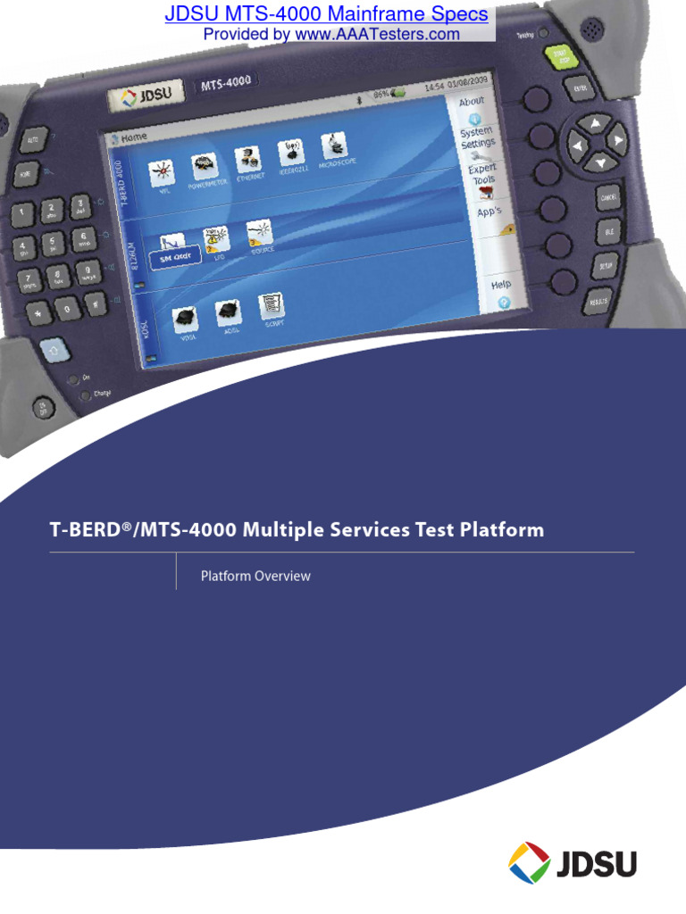 Jdsu Mts-4000 Mainframe Specifications Spec Sheet | PDF | Digital ...