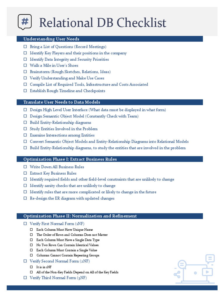 Relational DB Checklist | PDF | Computer Data | Data Management