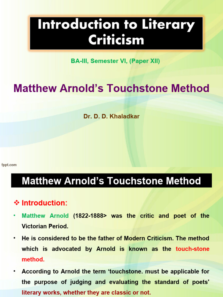 Matthew Arnold's Touchstone Method | PDF | Poetry | John Milton