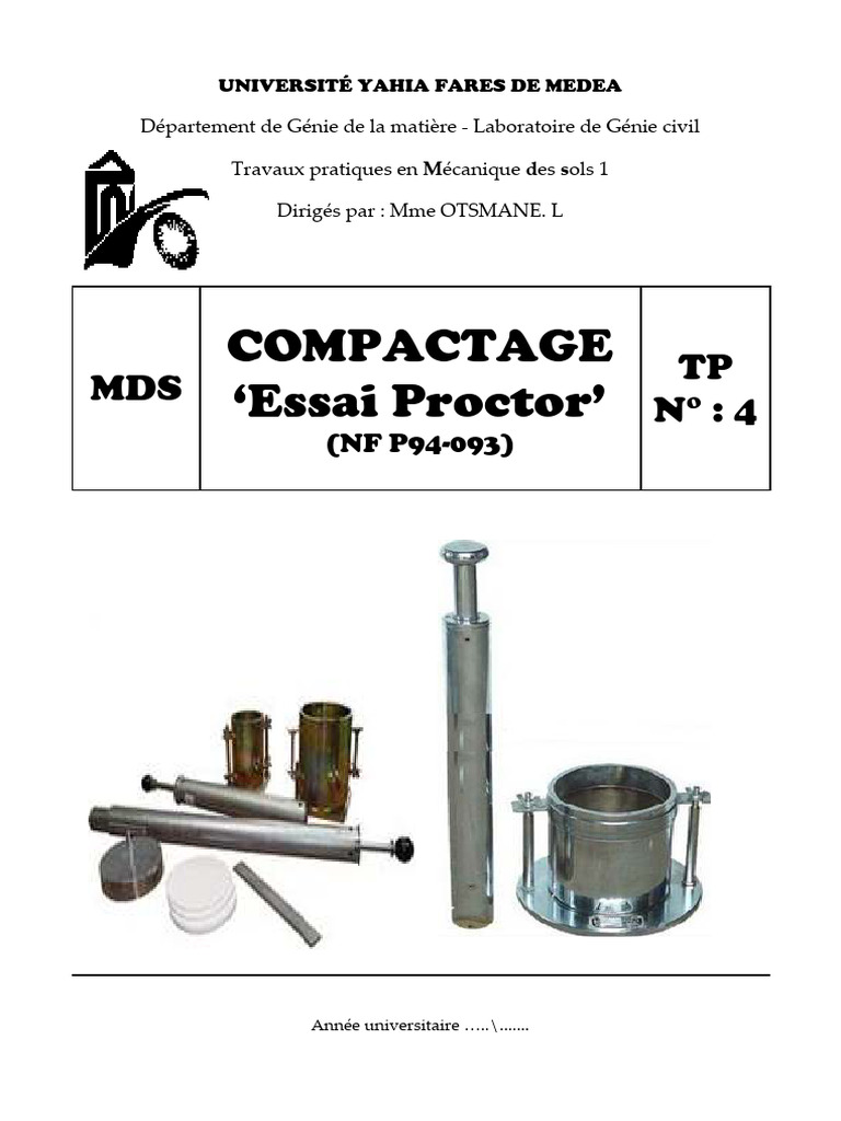 Essai Proctor: Compactage et Teneur en Eau | PDF | Sciences et ...