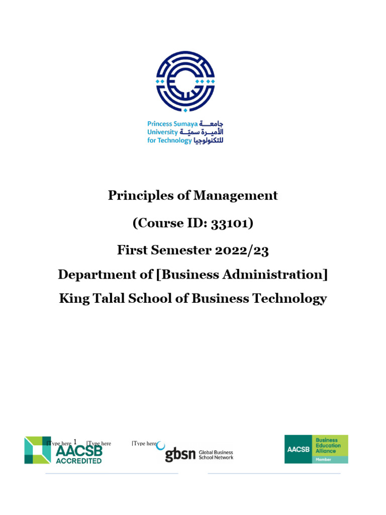 Principle of Management - First Semester - 2023-2024 | PDF | Learning | Leadership