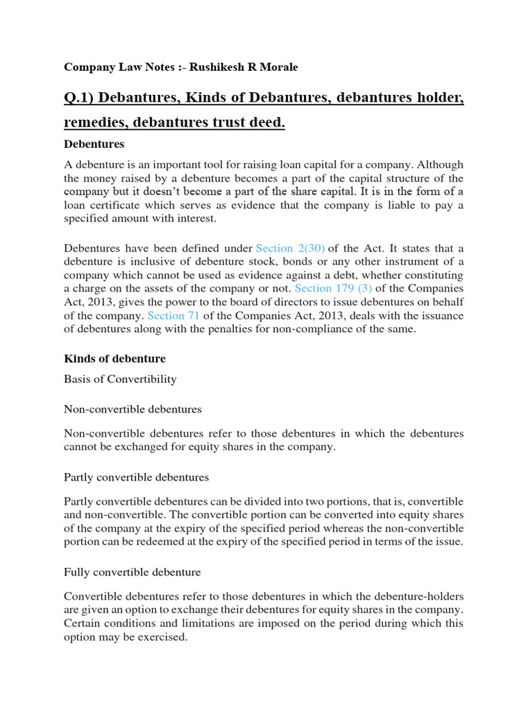 Company Law Notes RRM | PDF