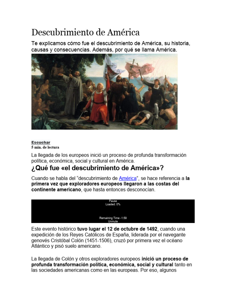Descubrimiento de América | PDF | Cristobal colon | Imperio español