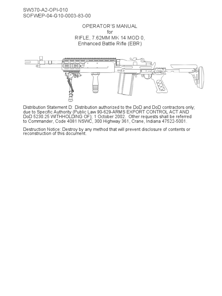 MK14 Operators Manual | PDF | Magazine (Firearms) | Cartridge (Firearms)