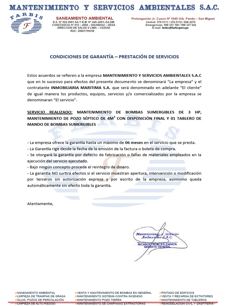 Garantía de Servicios | PDF